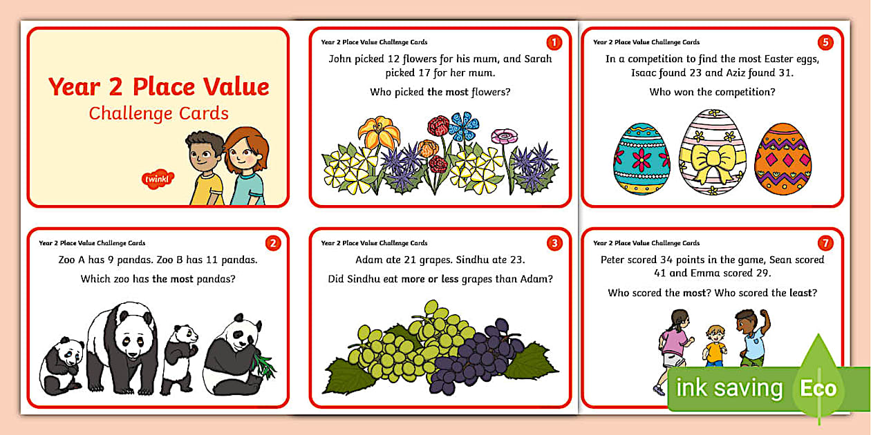 Year 2 Place Value Challenge Cards - Twinkl