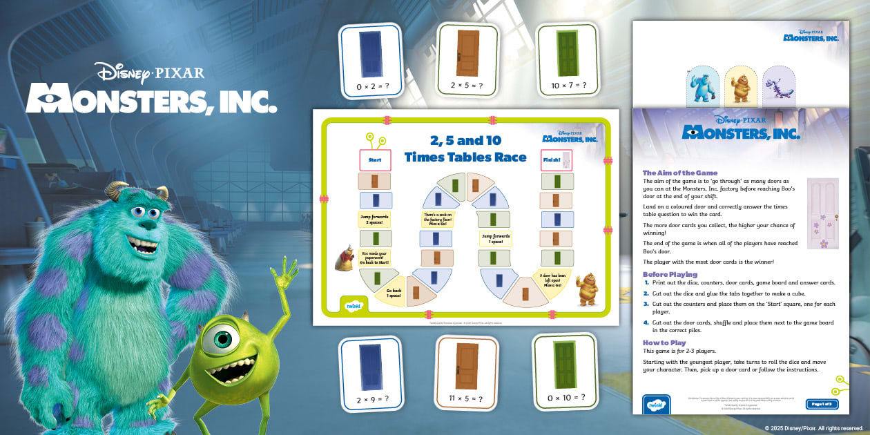 👉 Monsters, Inc.: Monster Maths 2, 5 and 10 Times Tables Board Game