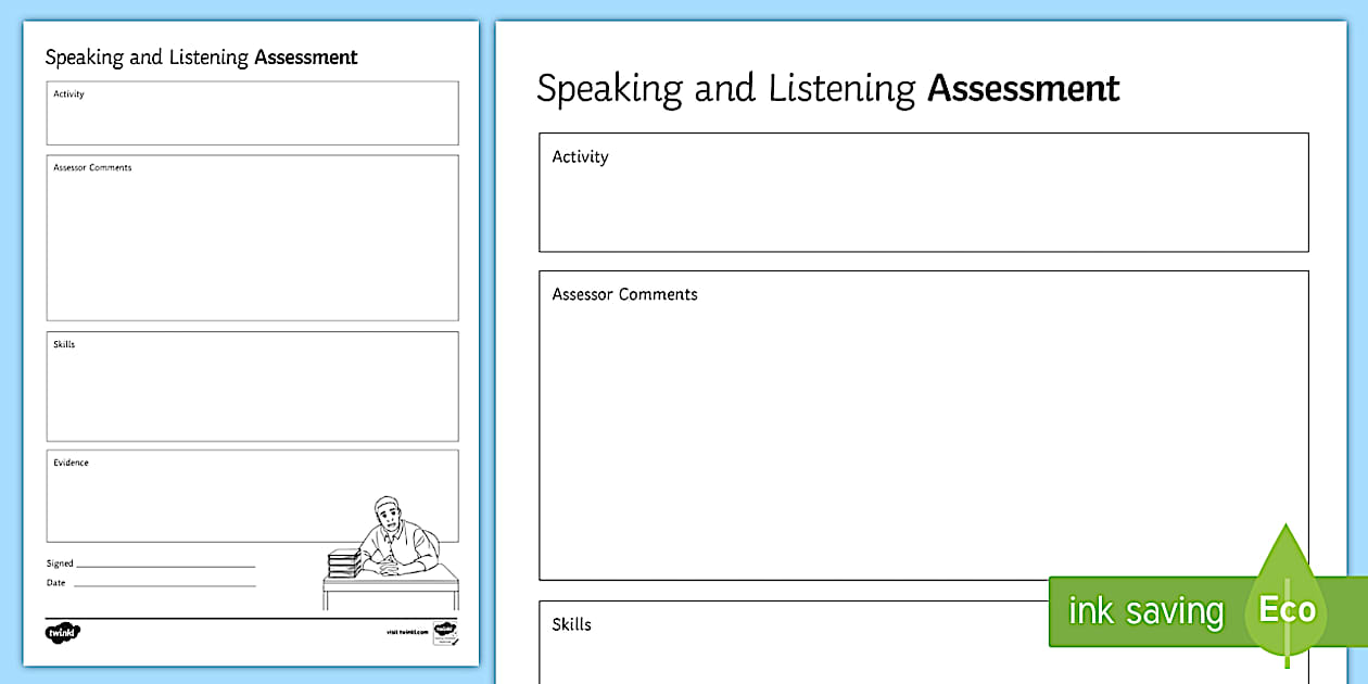 Editable Entry Level Monitoring Sheet for Speaking and Listening Activities