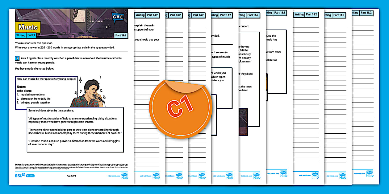 C1 Advanced (CAE) Writing - Practice Sheet (Music) - Twinkl