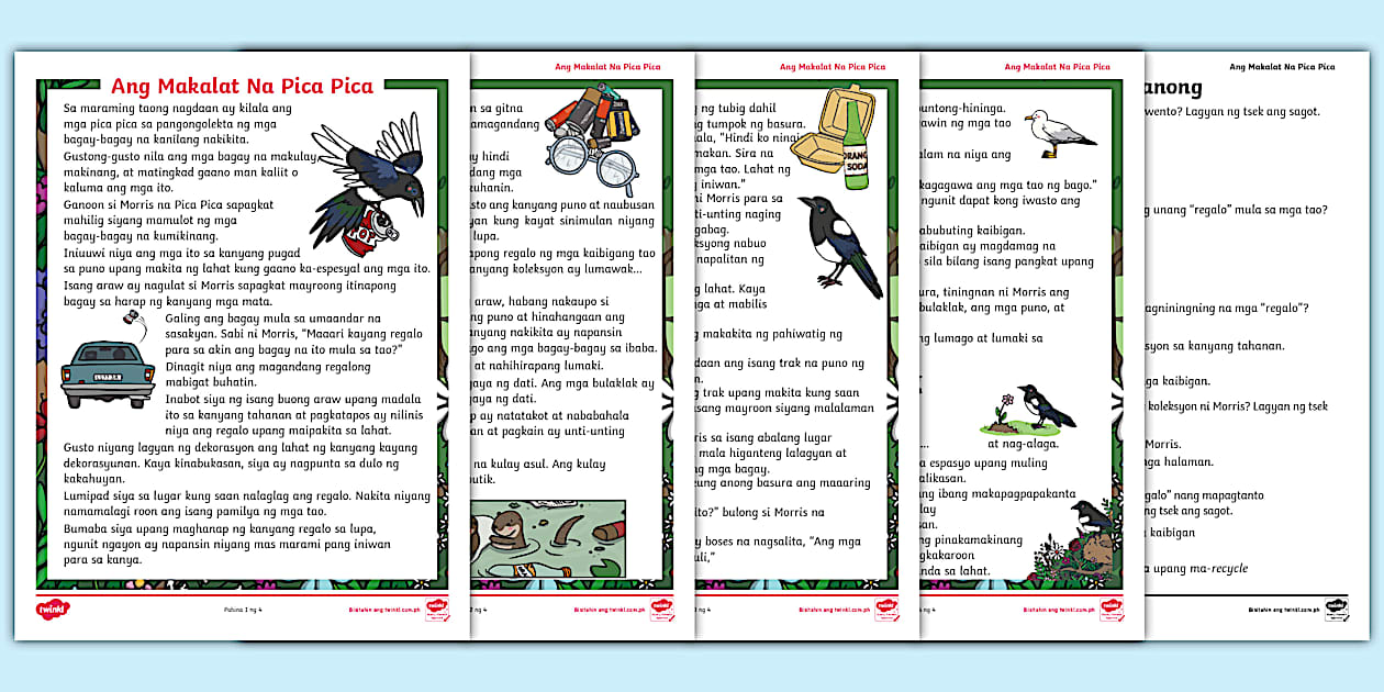 Ang Makalat Na Pica-Pica: Mga Pagsasanay Sa Pagbasa | Grade 1 | Twinkl