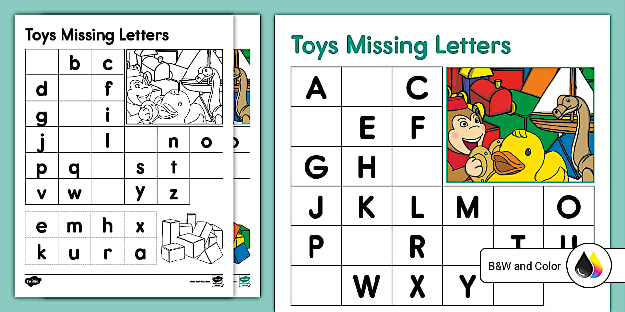 Toys Missing Letters Cut and Paste Worksheet (teacher made)