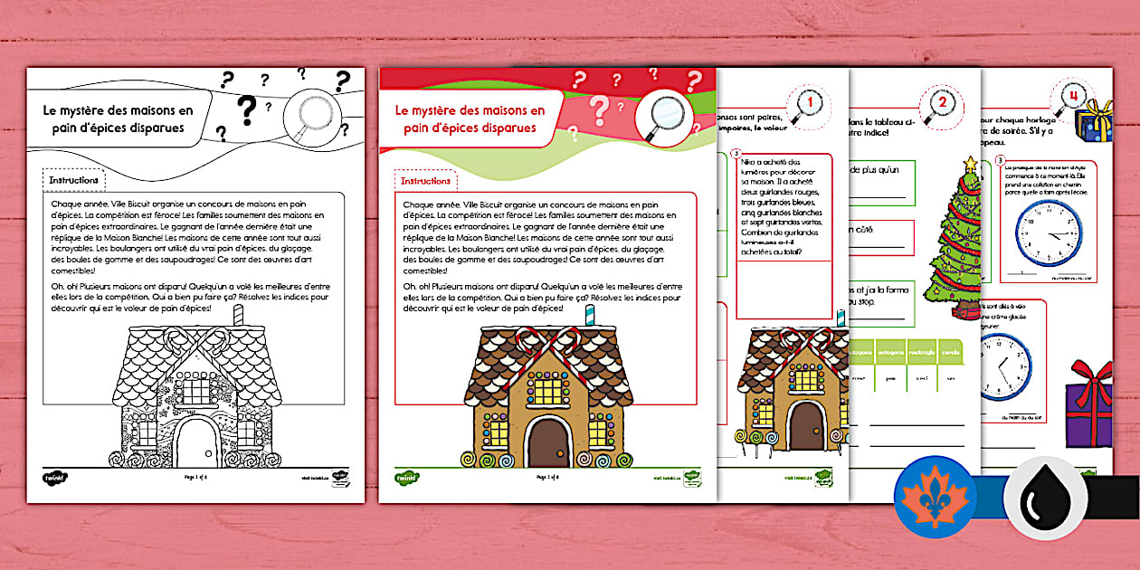 The Mystery of the Missing Gingerbread House Math Game French