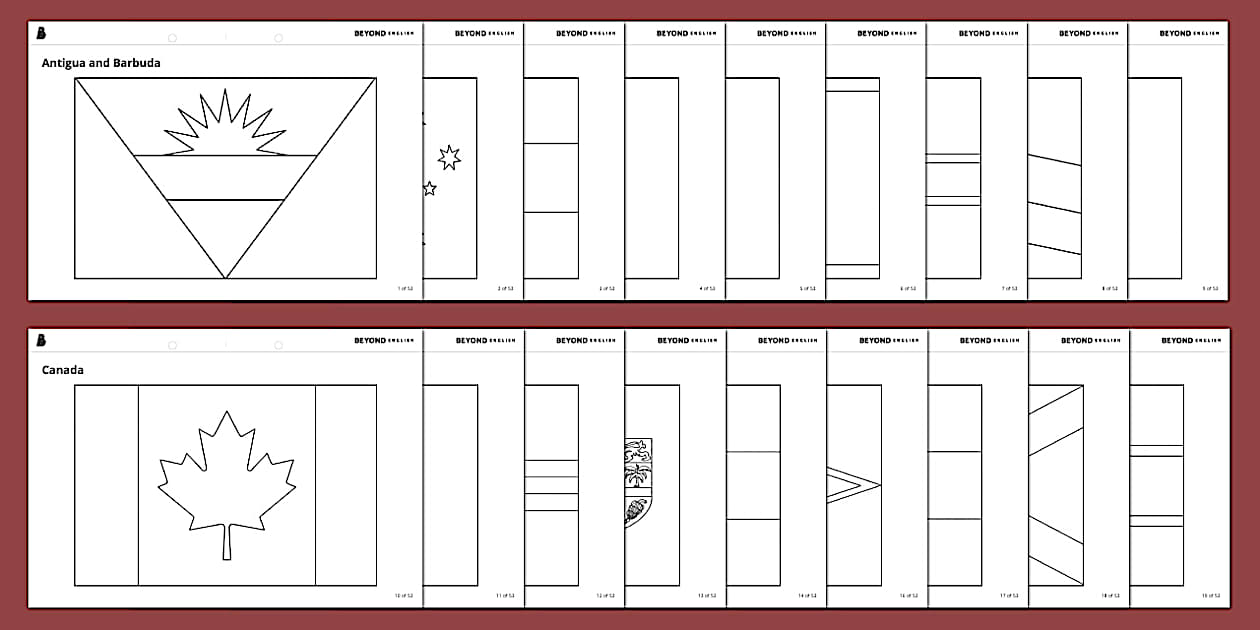 53 Commonwealth Country Flags Colouring Sheet Pack - Twinkl