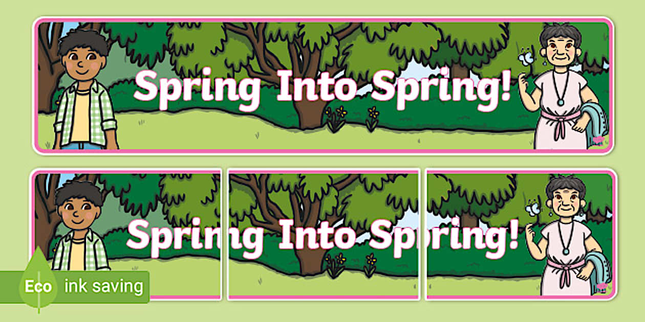 Spring Aistear Spring into Spring Display Banner - Twinkl
