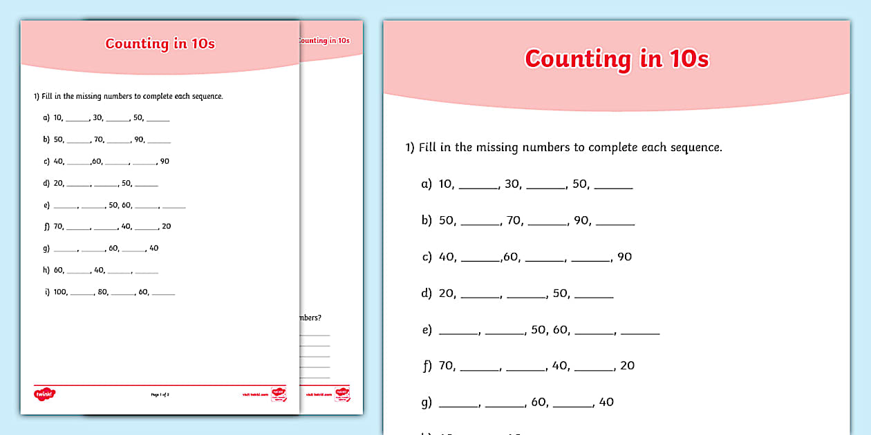 👉 Counting in 10s Worksheet (teacher made) - Twinkl