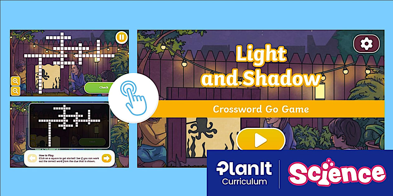 Light and Shadow Crossword Game (teacher made) - Twinkl