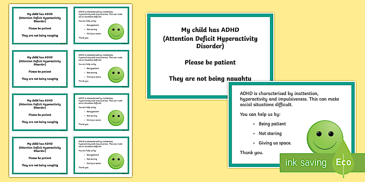 Editable ADHD Awareness Information Cards (teacher made)
