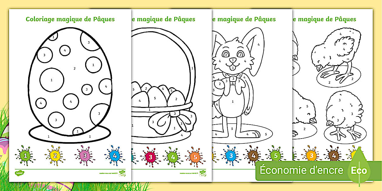 Coloriage magique de Pâques (Teacher-Made) - Twinkl