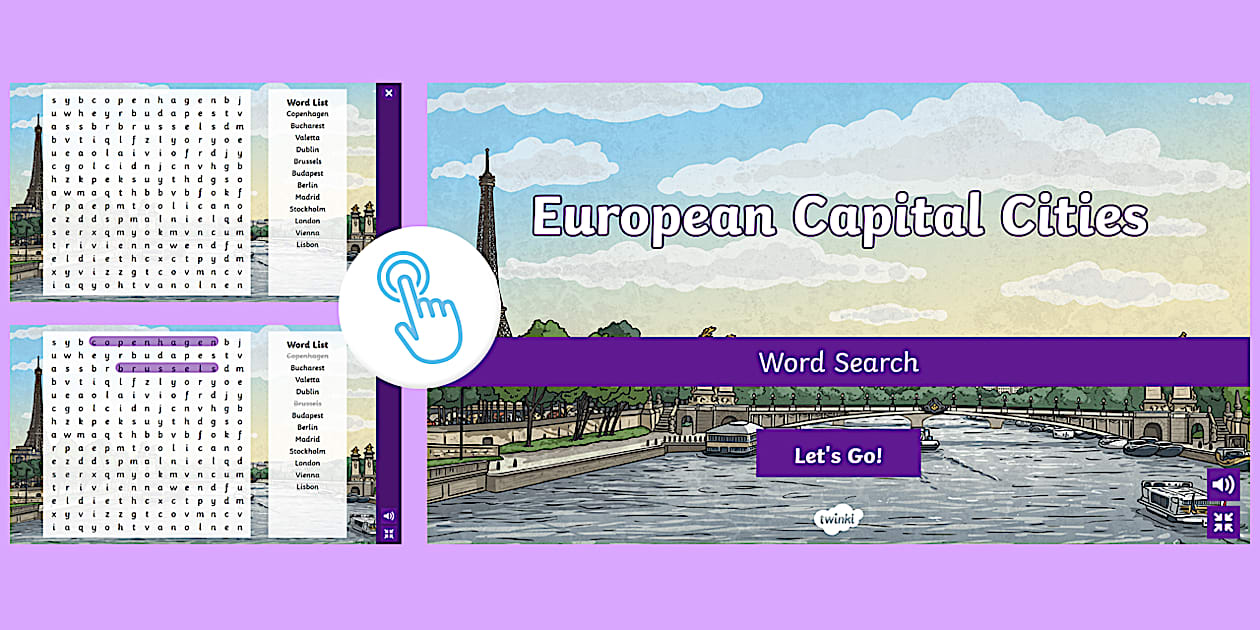 Interactive European Cities Word Search | Twinkl Go!