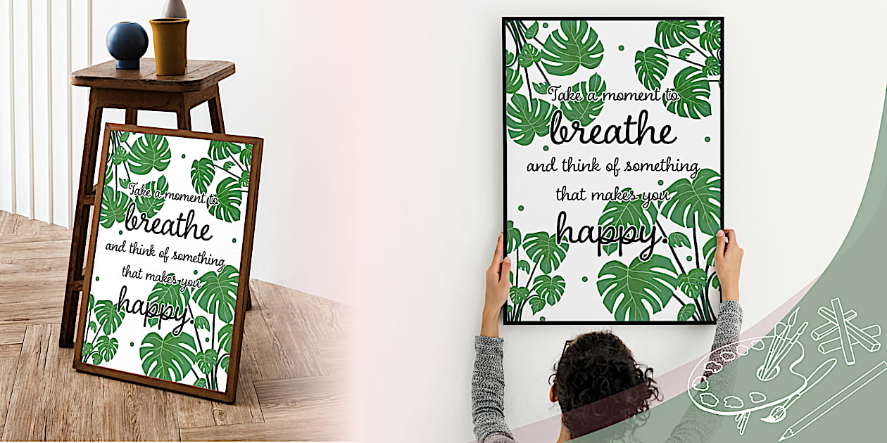 Take a Moment to Breathe Botanical Inspirational Poster