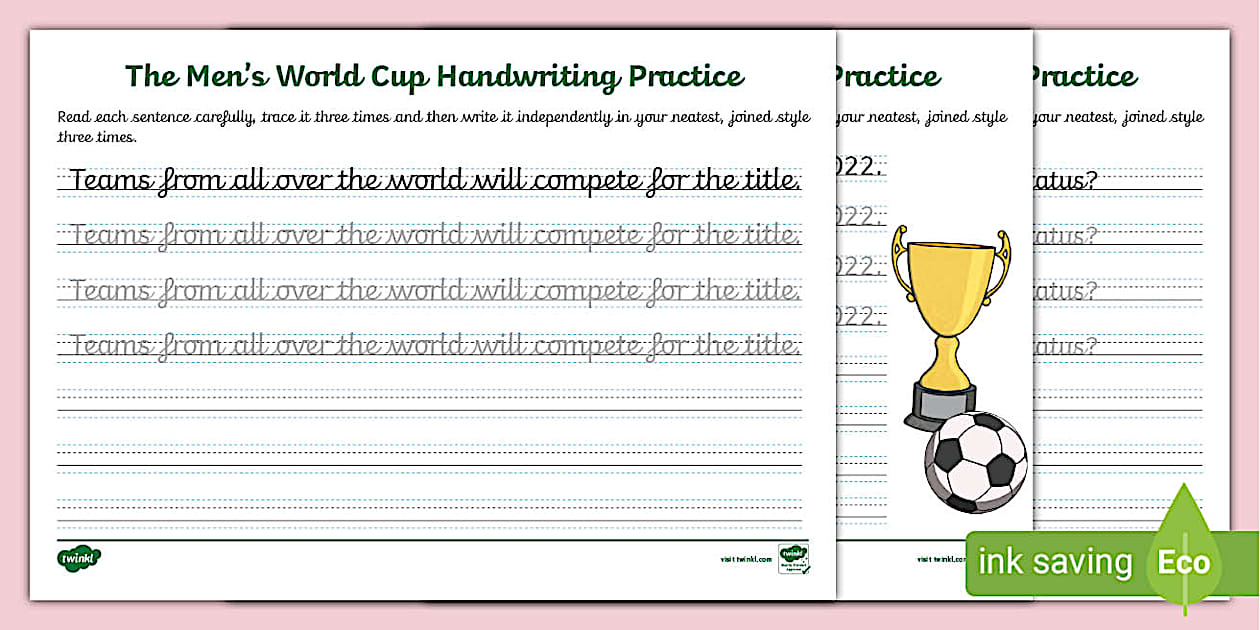 Black and White KS2 The Journey to Continuous Cursive: The World Cup