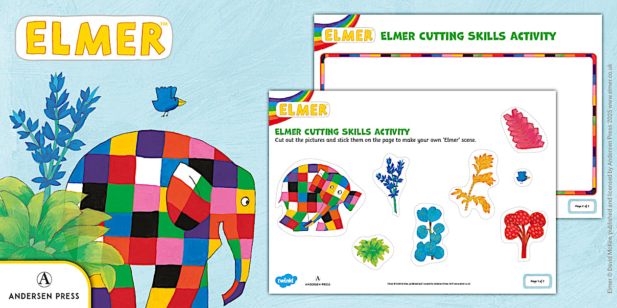 FREE! - Elmer: Cutting Skills Activity (teacher made)