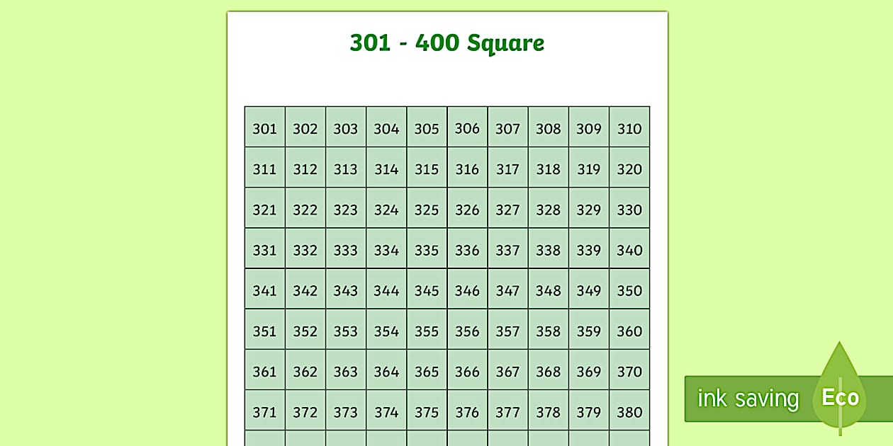 301-400 Square (teacher made) - Twinkl