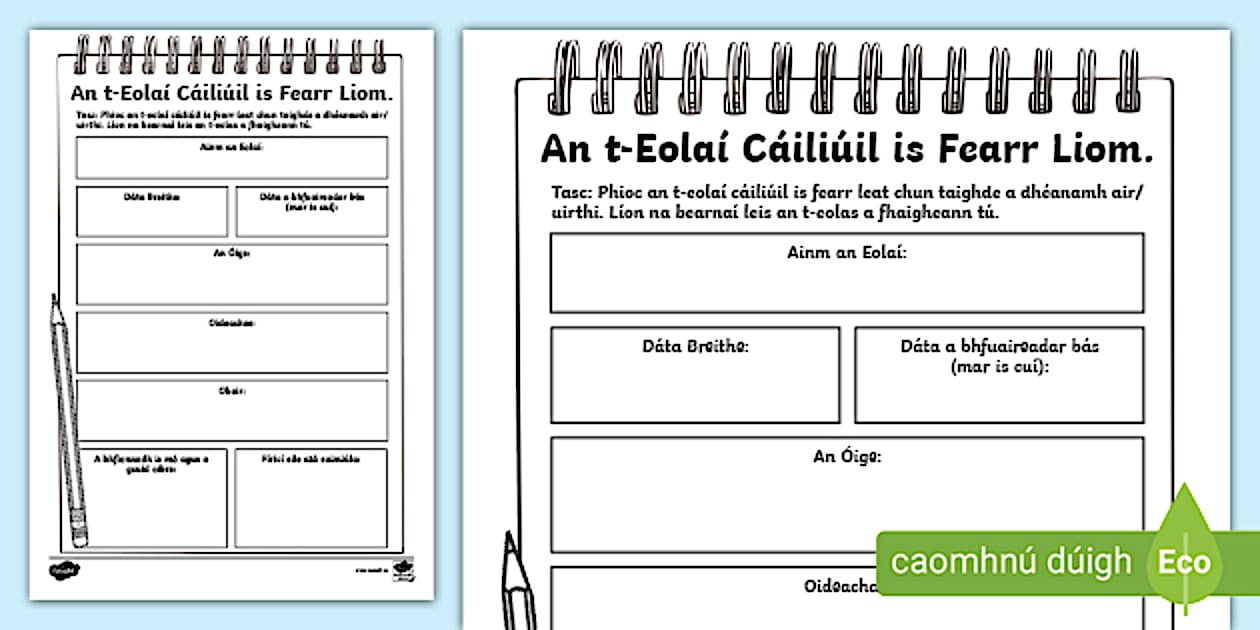 My Favourite Scientist Writing Template Gaeilge - Twinkl