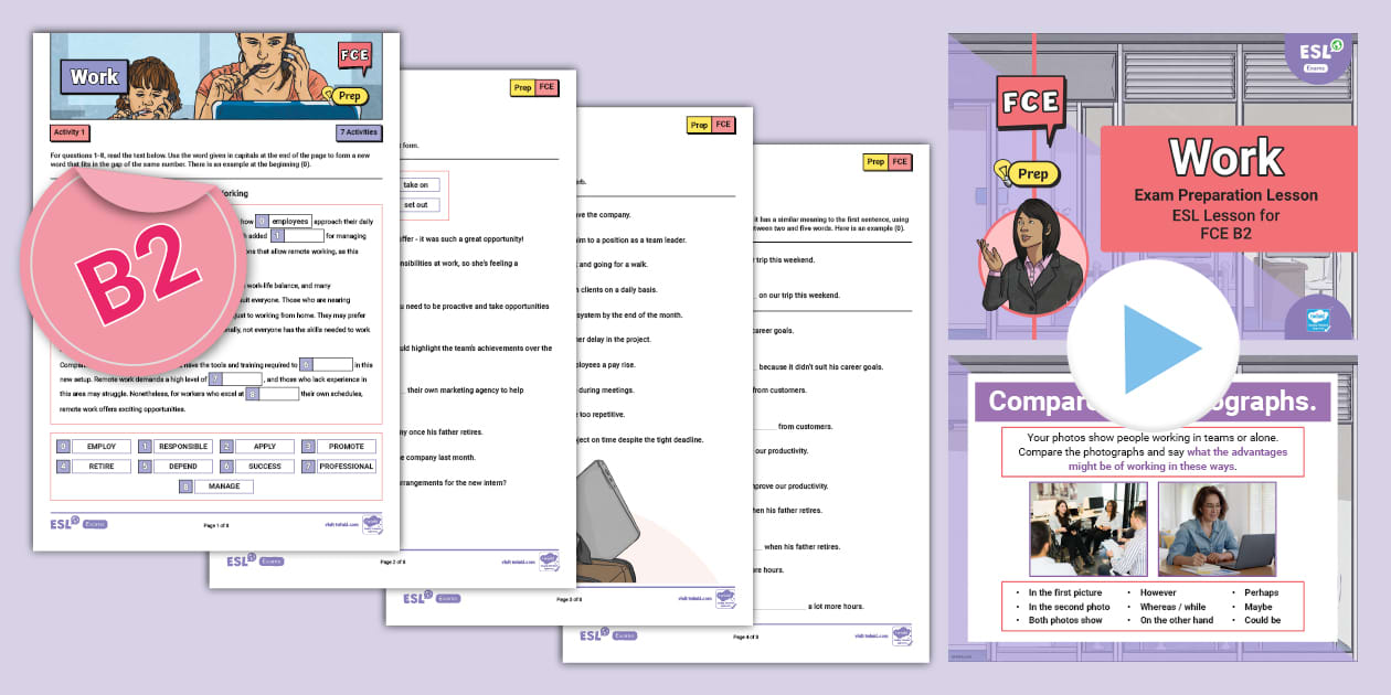 B2 First (FCE) - Work Prep Lesson (teacher made) - Twinkl