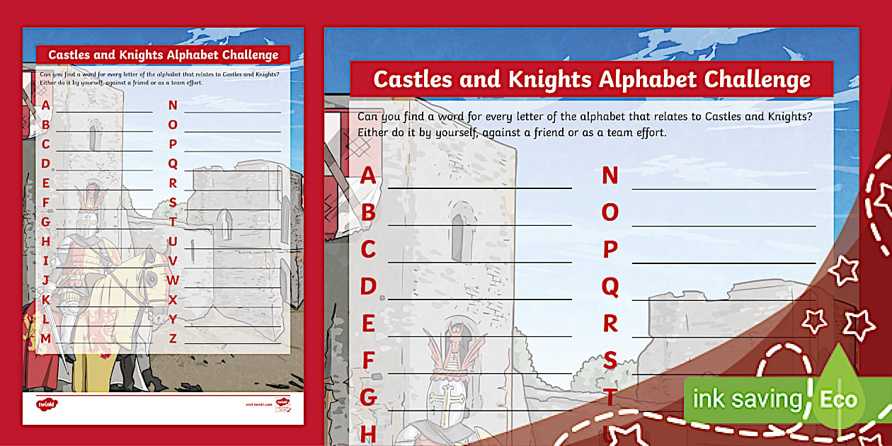 Castles and Knights Alphabet Challenge (teacher made)