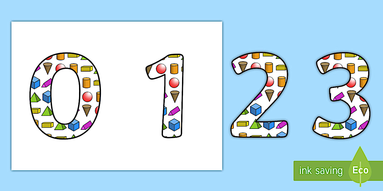 3D Shapes Display Numbering (teacher made) - Twinkl