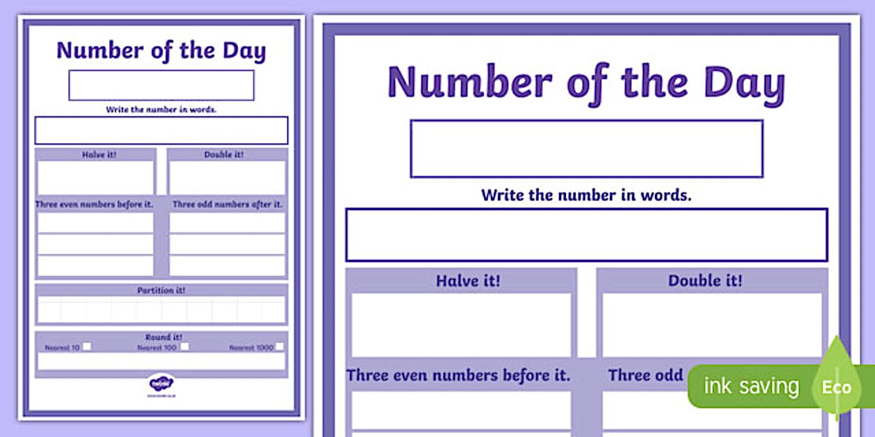 Today's Number Is - Special Number Worksheet (teacher made)
