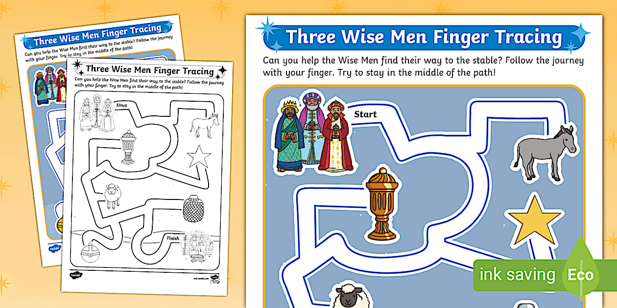 Three Wise Men Finger Tracing Activity - Twinkl