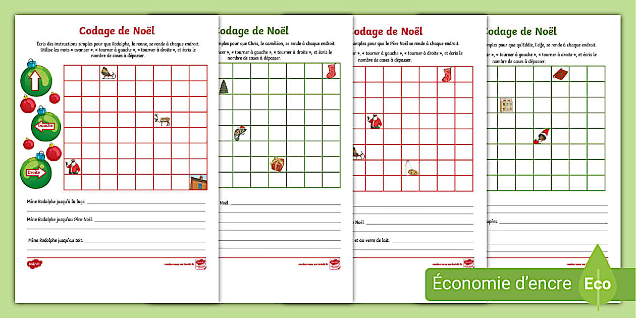 Codage de Noël (ティーチャーメイド) - Twinkl