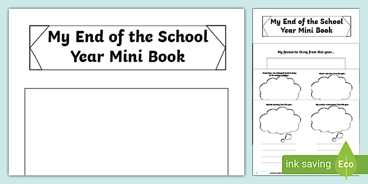 Editable End of School Year Mini Book Writing Template