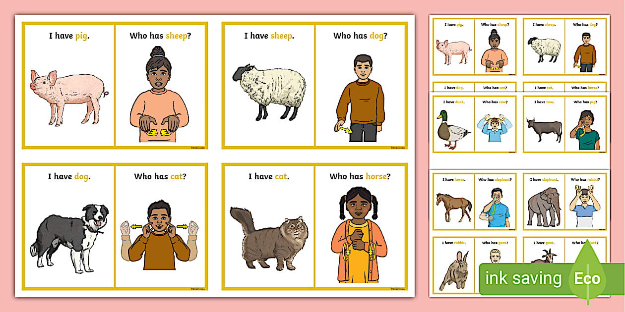 NZSL Animals I Have Who Has Card Game