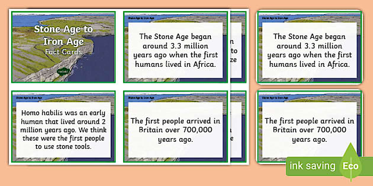 Cursive Amazing Stone Age to the Iron Age Display Fact Cards