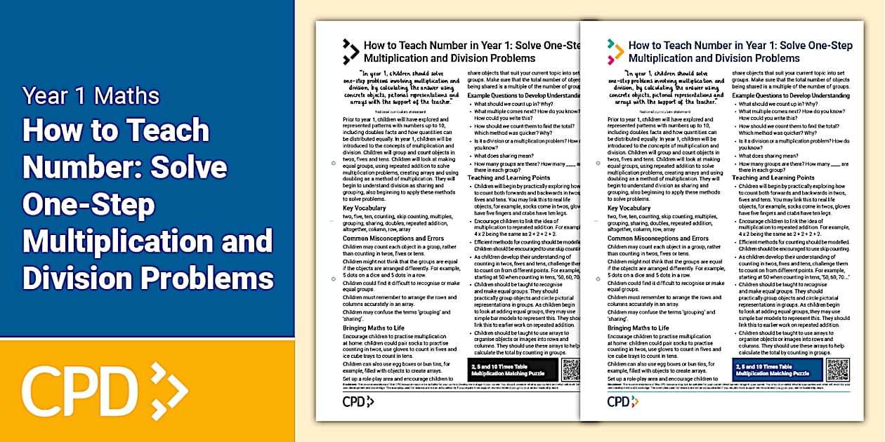 How to Teach Number in Year 1: Solve One-Step Multiplication and Division