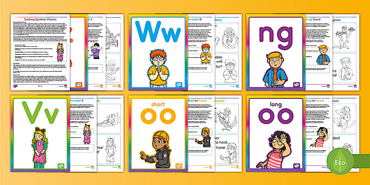Phonics Canada Group 5 z,w,ng,v,short oo,long oo Pack
