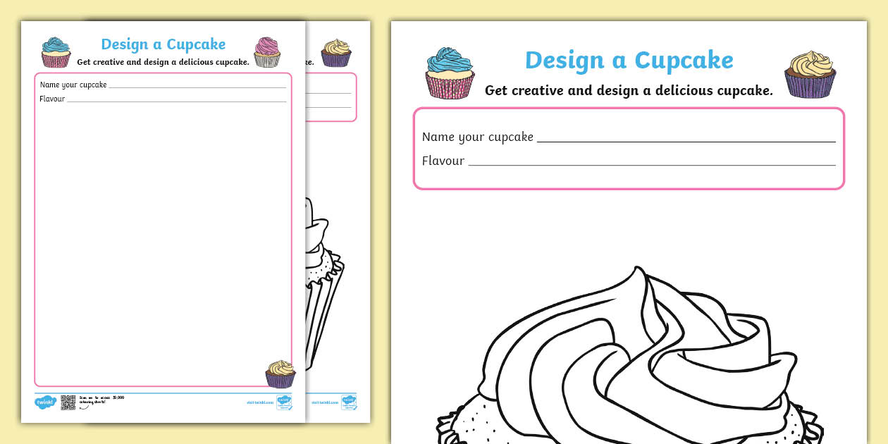 Cupcake Designs | Colouring Sheets | Twinkl (teacher made)