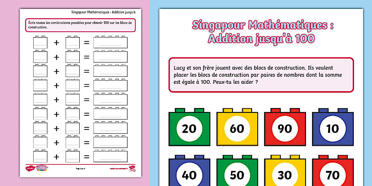 Singapour Mathématiques : Additions jusqu'à 100
