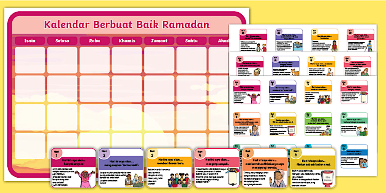 Kalendar Berbuat Baik Ramadan dan Kad Harian (teacher made)