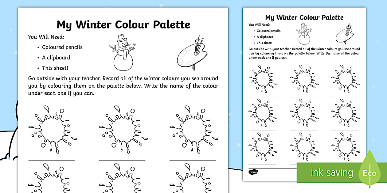 Winter Colour Palette Worksheet | Seasonal Observation Task