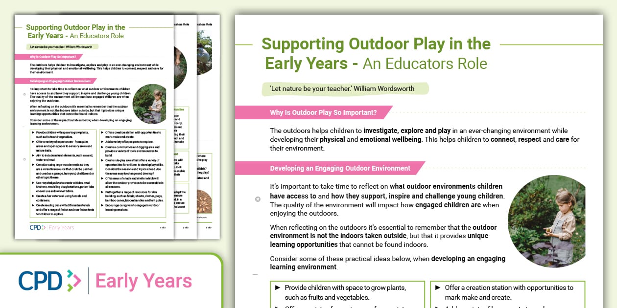 Supporting Outdoor Play in the Kindergarten | CPD | Twinkl