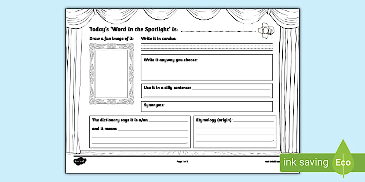 Today's 'Word in the Spotlight' Worksheet (teacher made)