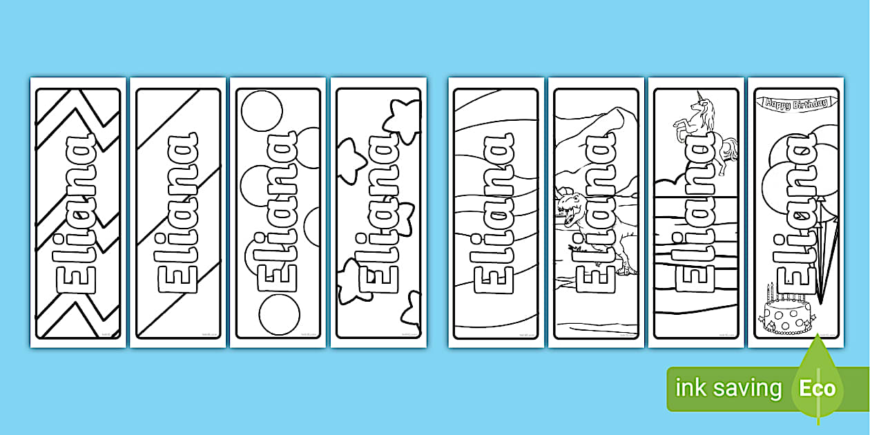 Eliana Name Simple Colouring Bookmarks (Teacher-Made)