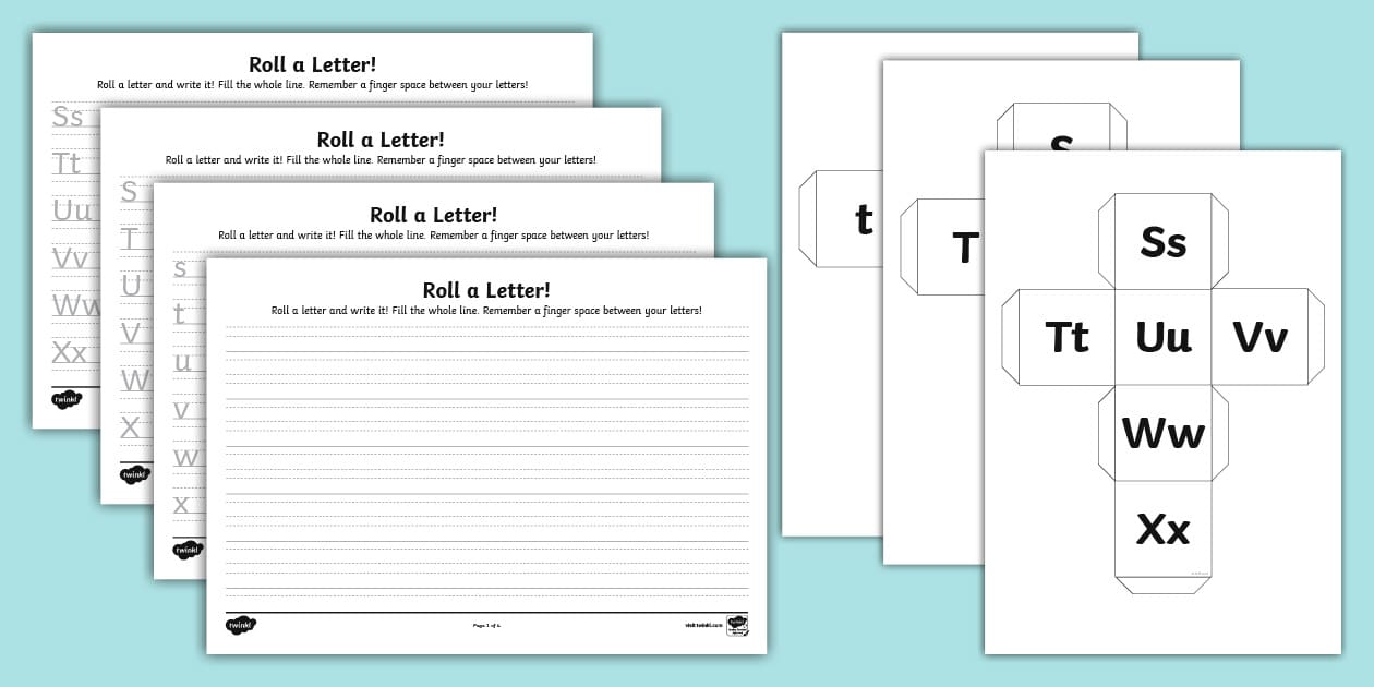 Roll a Letter - Handwriting STUVWX Activity Sheet - Twinkl