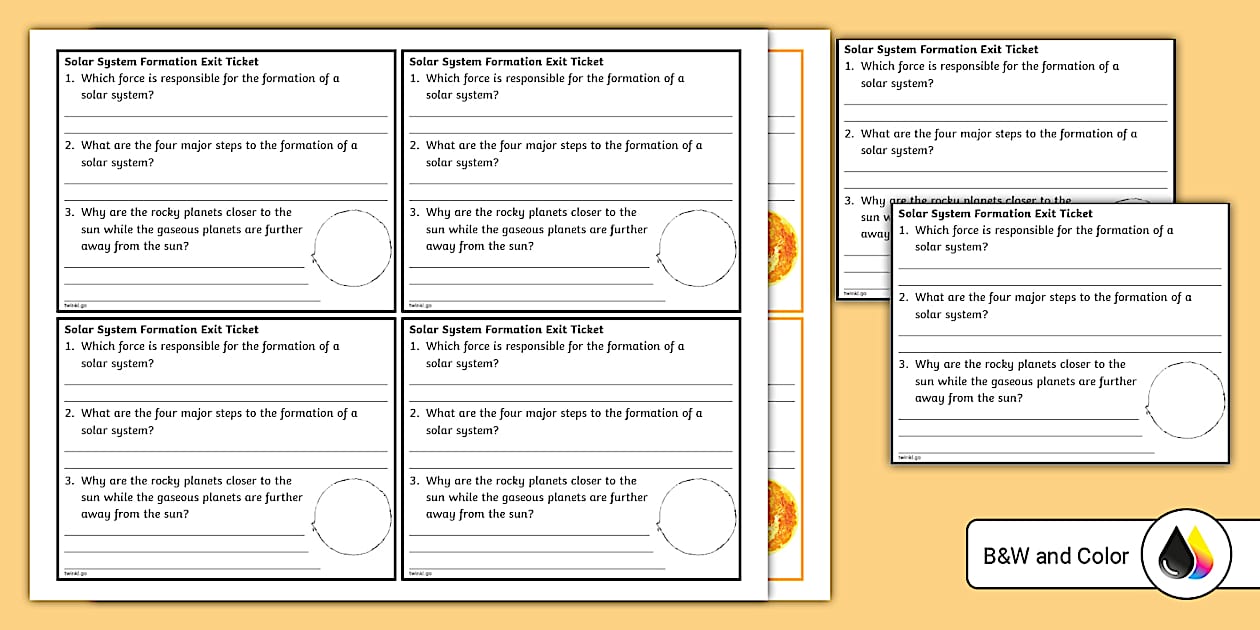 Eighth Grade Solar System Formation Exit Tickets - Twinkl