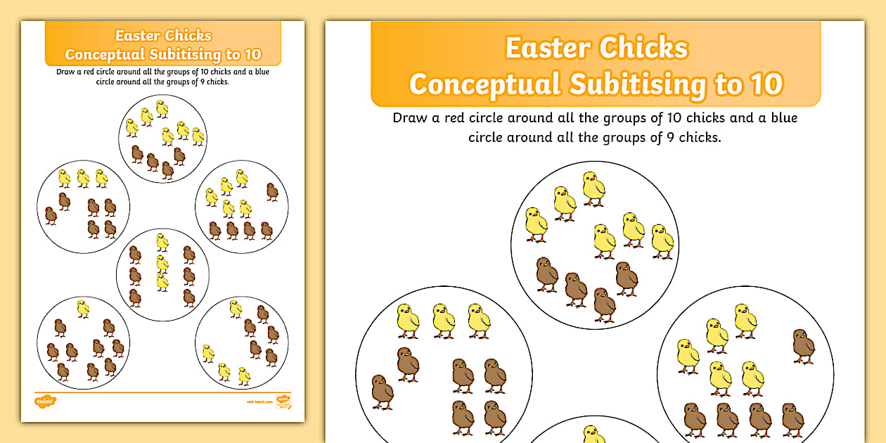 👉 Easter Chicks Conceptual Subitising to 10 Activity | Twinkl