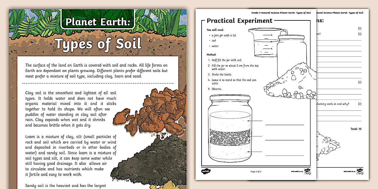 Planet Earth: Types of Soil - Practical Activity and Activity Sheet