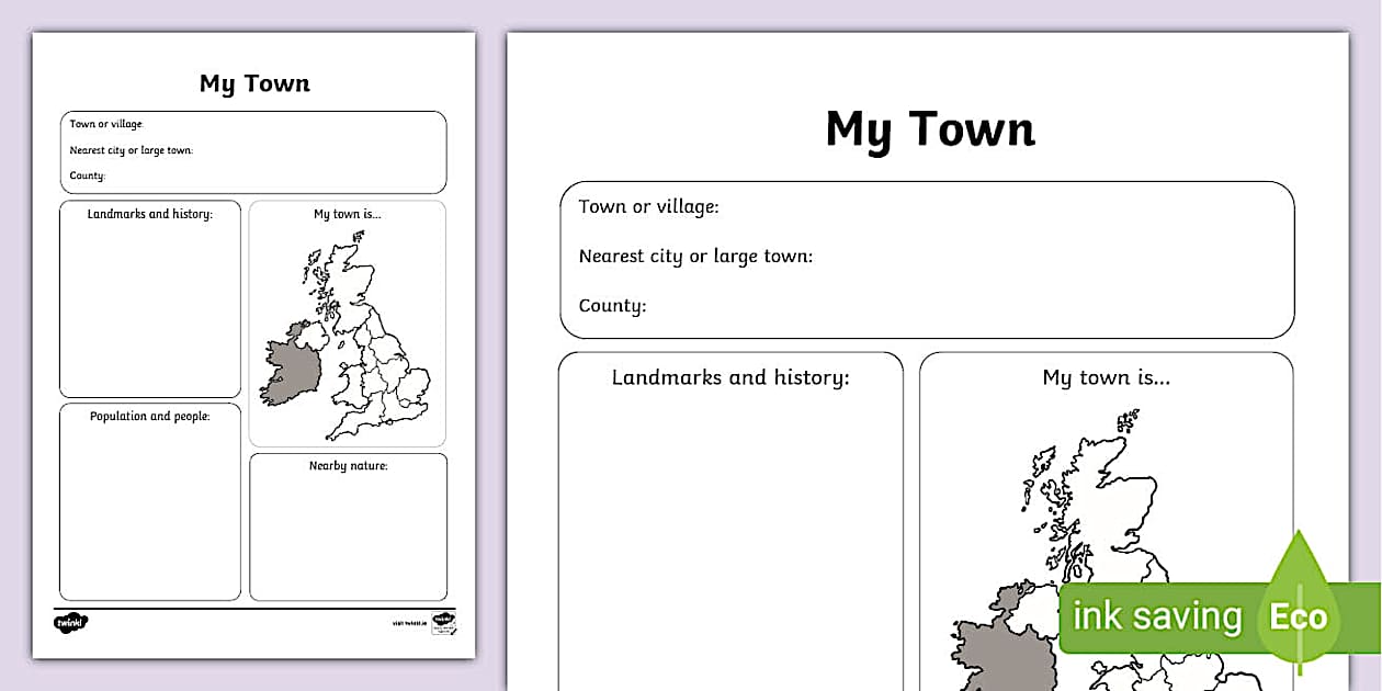 My Town Worksheet - My Town Fact File - Geography - Twinkl