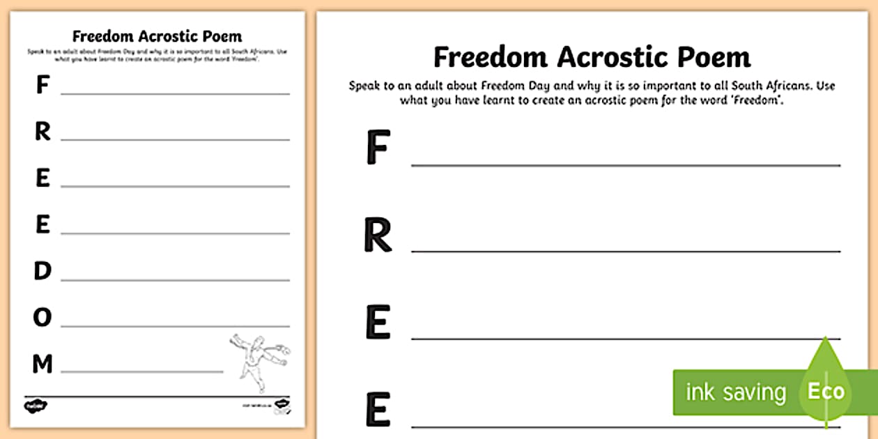 Freedom Day Acrostic Poem (teacher made) - Twinkl