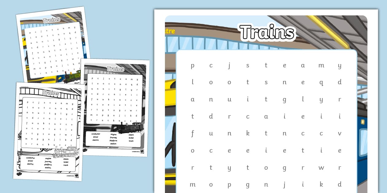 Trains Word Search | Twinkl Australia (teacher made)