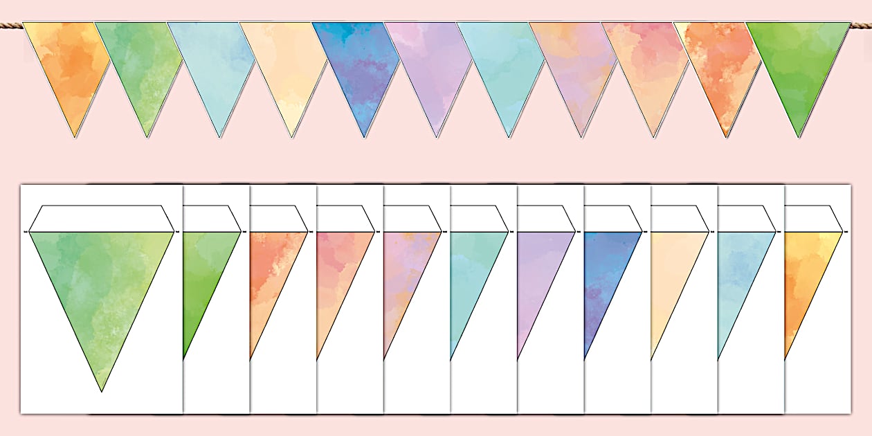 Editable Watercolour Bunting (teacher made) - Twinkl