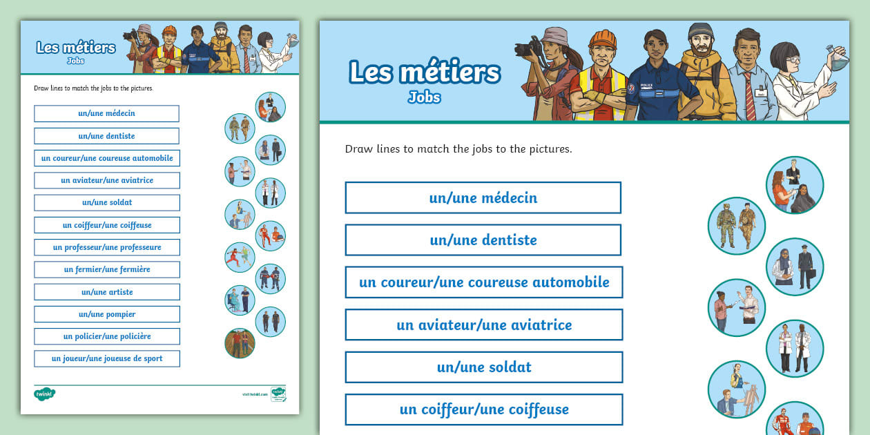 👉 French: Jobs and Professions Matching Activity - Twinkl