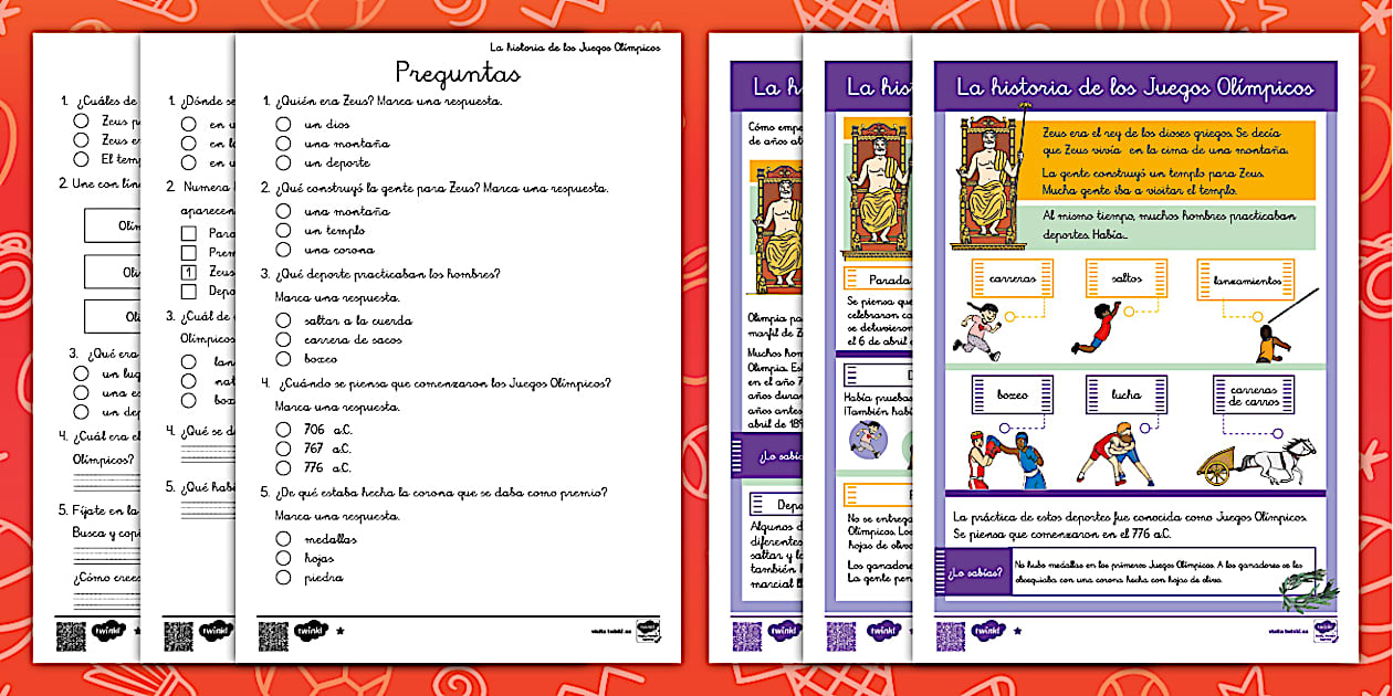 Comprensión lectora por niveles: La historia de los Juegos Olímpicos