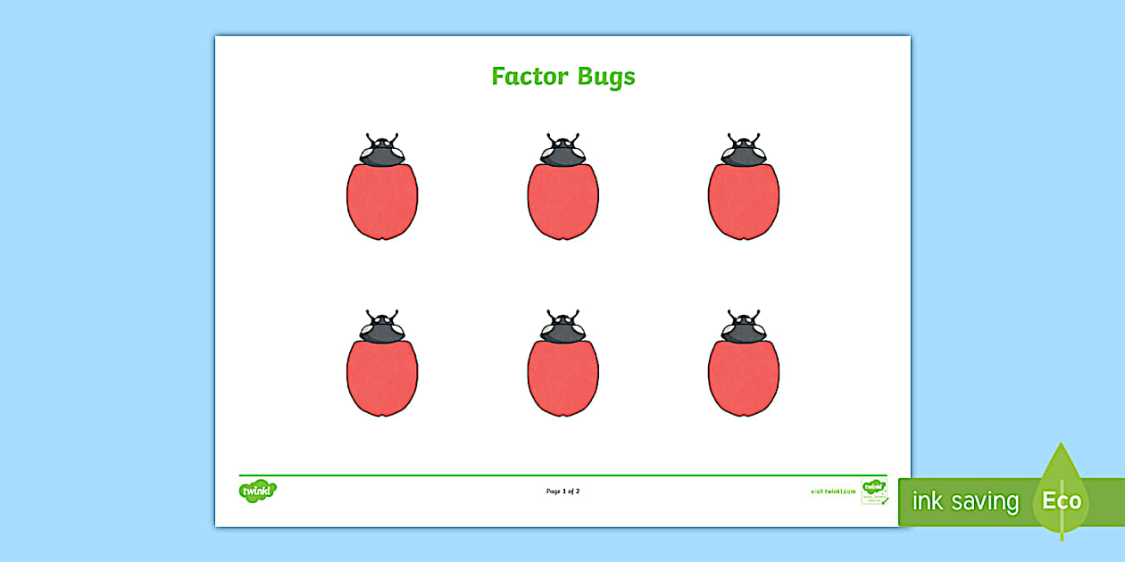 Factor Bugs Worksheet (teacher made) - Twinkl