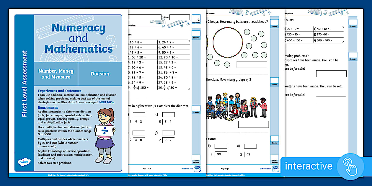 Interactive PDF: First Level Numeracy Assessment - Division