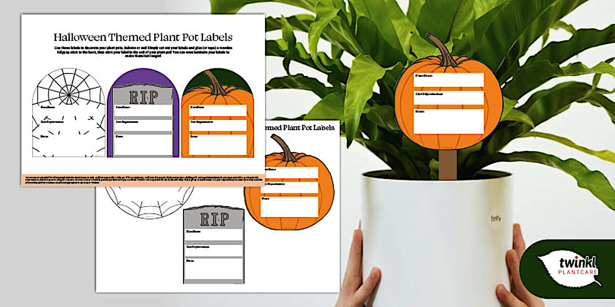 Printable Halloween-Themed Plant Pot Labels (teacher made)